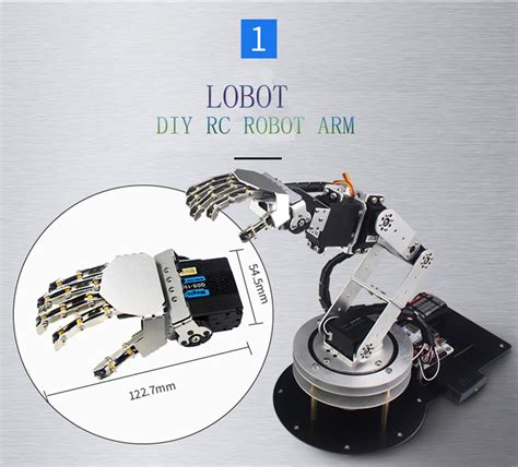 New Lobot 6dof Metal Rc Robot Arm Programmable Mp3 Music With Digital