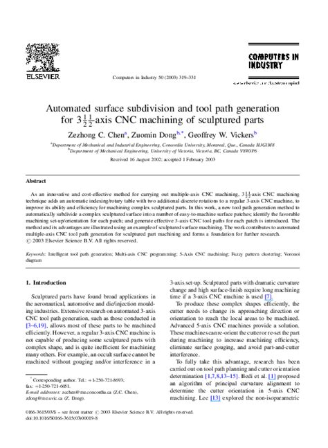 Pdf Automated Surface Subdivision And Tool Path Generation For Axis