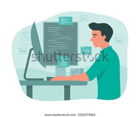 Programmer Man Process Coding Software Development Stock Vector Royalty Free 2332475065