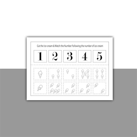 아이들을 위한 교육 게임 아이스크림을 자르고 숫자 맞추기 프리미엄 벡터