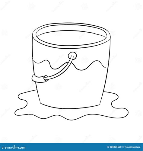 Simple Sketch Of Bucket Of Water Vector Illustration Stock Vector Illustration Of Full Floor