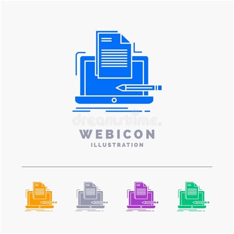 Coder Coding Computer List Paper 5 Color Glyph Web Icon Template Isolated On White Vector