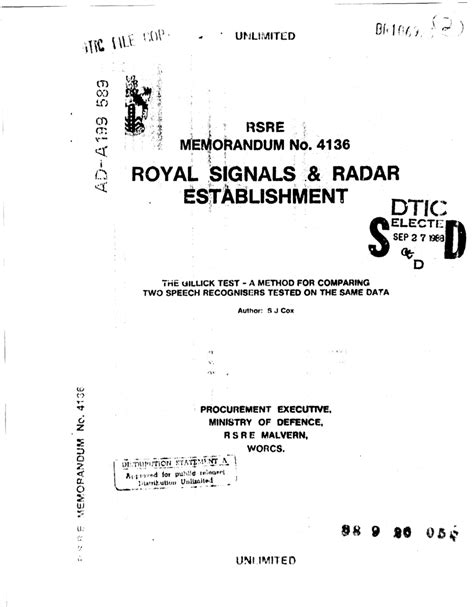 Pdf The Gillick Test A Method For Comparing Two Speech Recognisers Tested On The Same Data