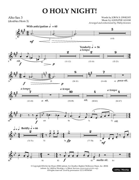 O Holy Night Choral Anthem Satb Alto Sax Sheet Music Pdf Arr