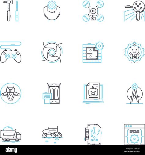 Constructor Linear Icons Set Build Design Blueprint Framework