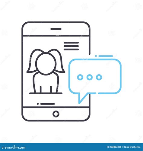 Online Communication Line Icon Outline Symbol Vector Illustration Concept Sign Stock Vector