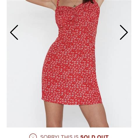 Lil Red Dress With Lil White Flowers Ties Up At Depop