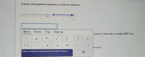 Solved Express The Graphed Inequality In Interval Notation Chegg Com