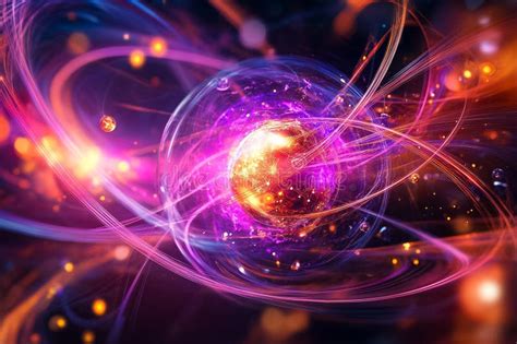 A Vivid Quantum Computing Scene With Glowing Particles And Energy In A Dark Cosmic Backdrop