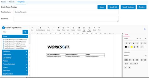 Creating Templates In Worksoft Reporting Services