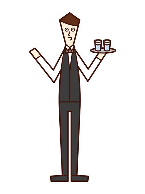 홀 스태프 웨이터의 일러스트 남성 Kukukeke쿠쿠케케