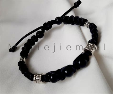 Mariejiemiel Ombre Mysterious Strings Bracelet For Men With Onyx And