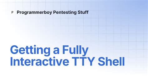 Getting A Fully Interactive Tty Shell Programmerboy Pentesting Stuff