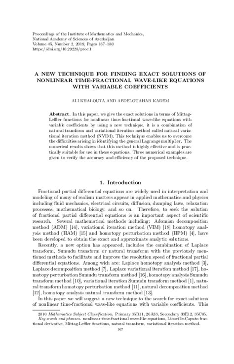 Pdf A New Technique For Finding Exact Solutions Of Nonlinear Time