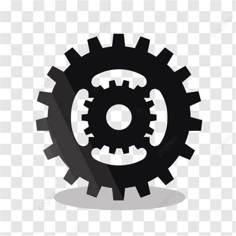 흰색 바탕에 검은 톱니바퀴 아이콘 벡터 흰색 배경에 톱니바퀴의 단순한 검은색 아이콘 그림자 없음 작은 프레임 중앙 Png 일러스트 및 벡터 에 대한 무료 다운로드