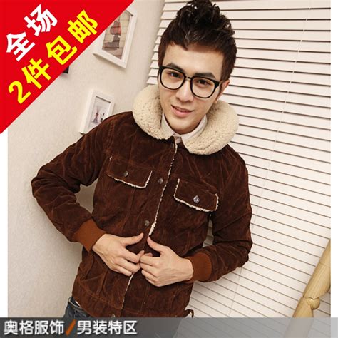 奥格服饰毛内胆翻领日韩男款磨毛布韩版个性日韩个性男装棉衣tong1980