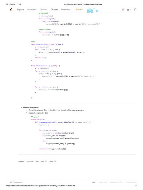 My Solutions To Blind 75 Leetcode Discuss Pdf Operator Theory Computer Programming