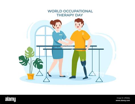 World Occupational Therapy Day Celebration Hand Drawn Cartoon Flat