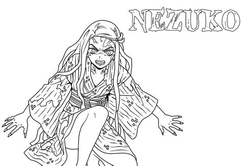 Printable Nezuko Demon Form Coloring Page Free Printable Coloring