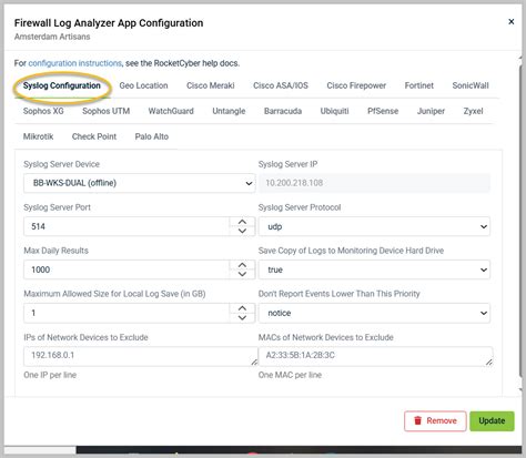 Configuring The Firewall Log Analyzer App