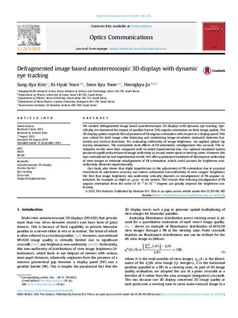 Pdf Defragmented Image Based Autostereoscopic 3d Displays With Dynamic Eye Tracking