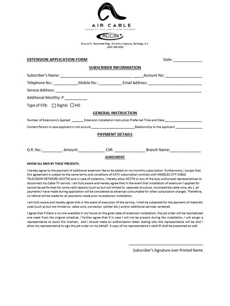 Extension Application Form Pdf