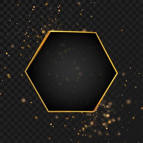 검은 투명 배경 벡터 일러스트 레이 션에 조명 효과 격리와 벡터 골드 프레임 프리미엄 벡터
