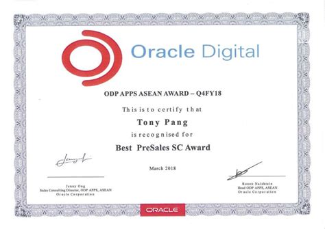 tony pang on linkedin thank you oracle jenny ong ronen naishtein for