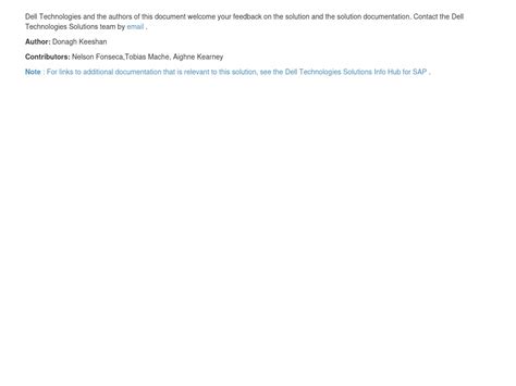 We Value Your Feedback Dell Validated Design For Sap Hana Deployments With Dell Vxrail