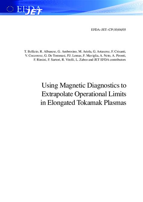 pdf using magnetic diagnostics to extrapolate operational limits in
