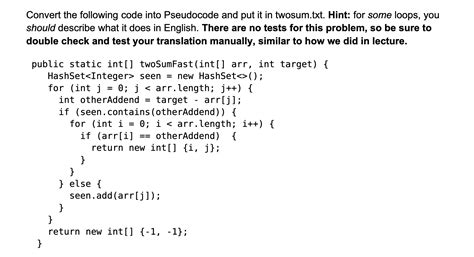Solved Convert The Following Code Into Pseudocode And Put It