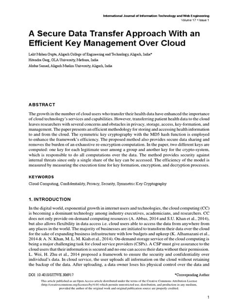 A Secure Data Transfer Approach With An Efficient Key Management Over A Secure Data Transfer Approach With An Efficient Key Management Over