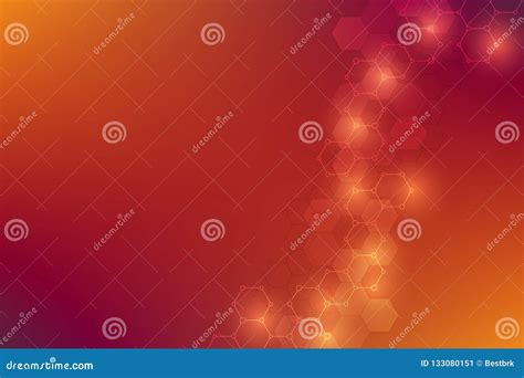 Molecular Structures And Hexagons Elements Abstract Geometric Background With Molecules And