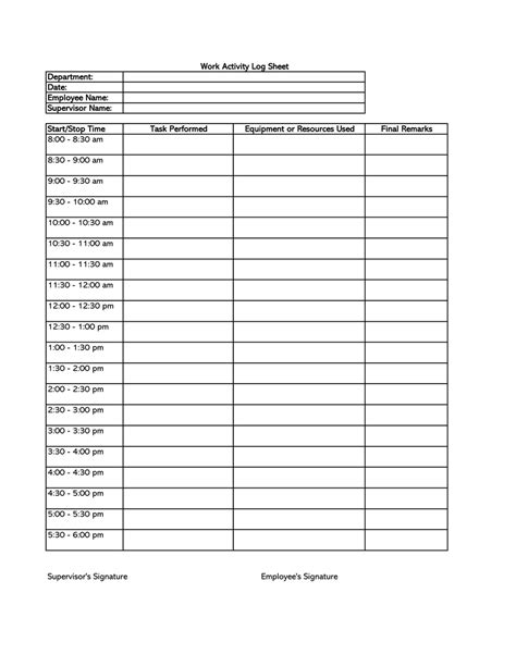 30 Free Daily Activity Log Templates Excel Word Pdf