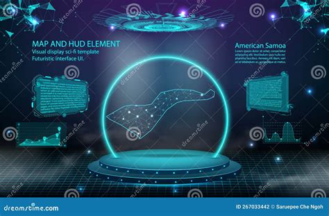 American Samoa Map Light Connecting Effect Background Abstract Digital