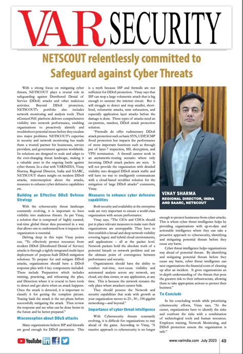Todd Tracy On Linkedin Netscout Relentlessly Committed To Safeguard Against Cyber Threats