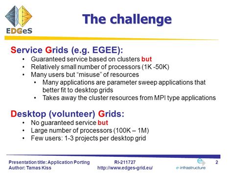 The EDGeS Project Receives Community Research Funding 1 Porting Applications For A Combined EGEE