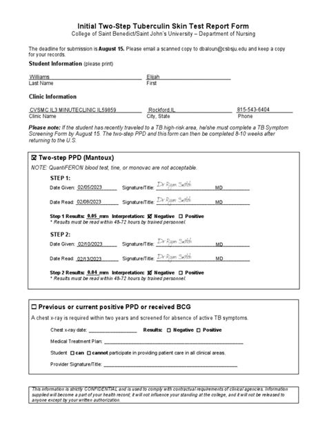2 Step Ppd Form Pdf Clinical Medicine Social Programs