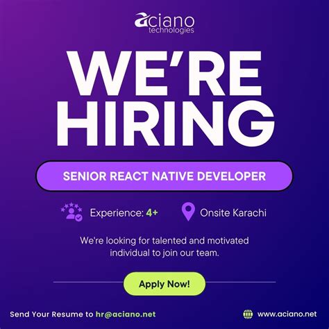 Aciano Technologies On Linkedin Position Open For Senior React Native
