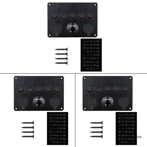 โปรโมชั่น แผงสวิตช์โยก Led พร้อมโวลต์มิเตอร์ดิจิทัล Dual Usb 12v สําหรับเรือ รถยนต์ Shopee