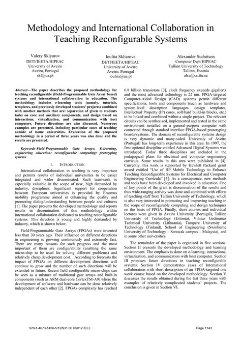 Pdf Methodology And International Collaboration In Teaching Reconfigurable Systems