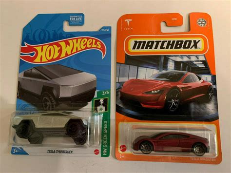 2021 Hot Wheels Tesla Cybertruck And Matchbox Tesla Roadster Lot New Free