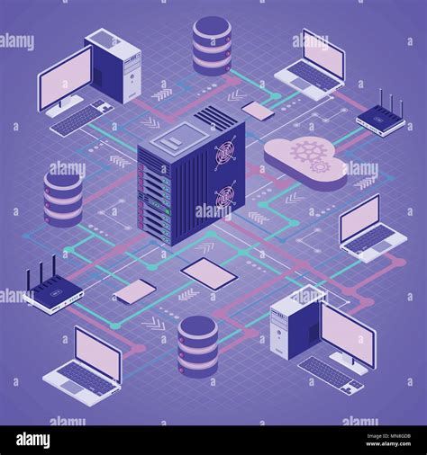 Data Network Cloud Computing Technology Isometric Stock Vector Image And Art Alamy