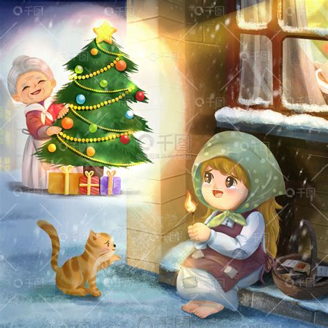 卖火柴插画 童话卖火柴的小女孩绘本插画 免费下载 插画图片 4724像素 千图网