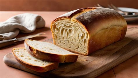 Rustic Homemade Bread Loaf Sliced To Reveal A Soft Inviting Interior