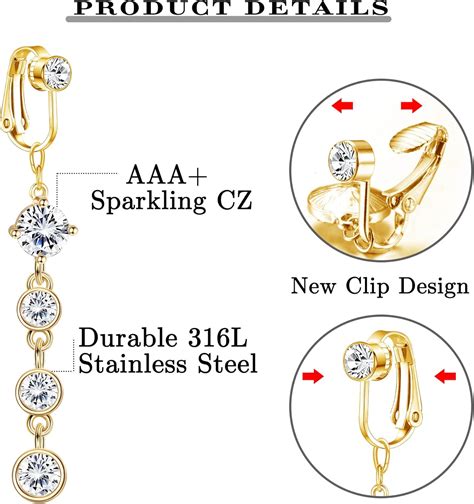 Buy Fibo Steel 8pcs Fake Belly Rings Fake Belly Piercing Surgical Steel Clip On Belly Button