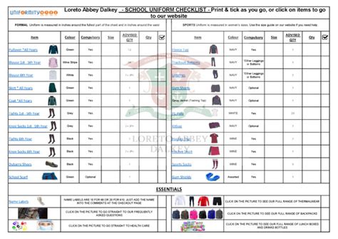 Uniform Loreto Abbey Secondary School Dalkey