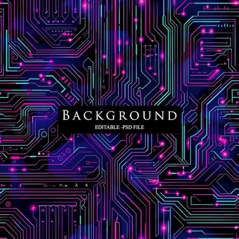 Futuristic Neon Circuit Board Pattern Premium Ai Generated Psd