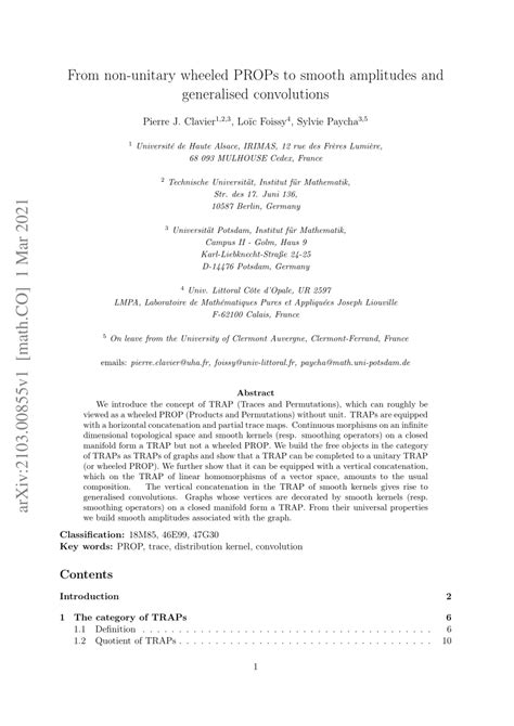 Pdf From Non Unitary Wheeled Props To Smooth Amplitudes And