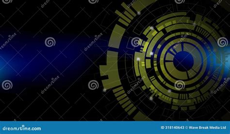Image Of Spinning Round Scanner World Map And Data Processing Against